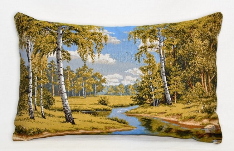 Подушка Декоративная Гобеленовая 45х63 "Берёзы у воды 45*63"