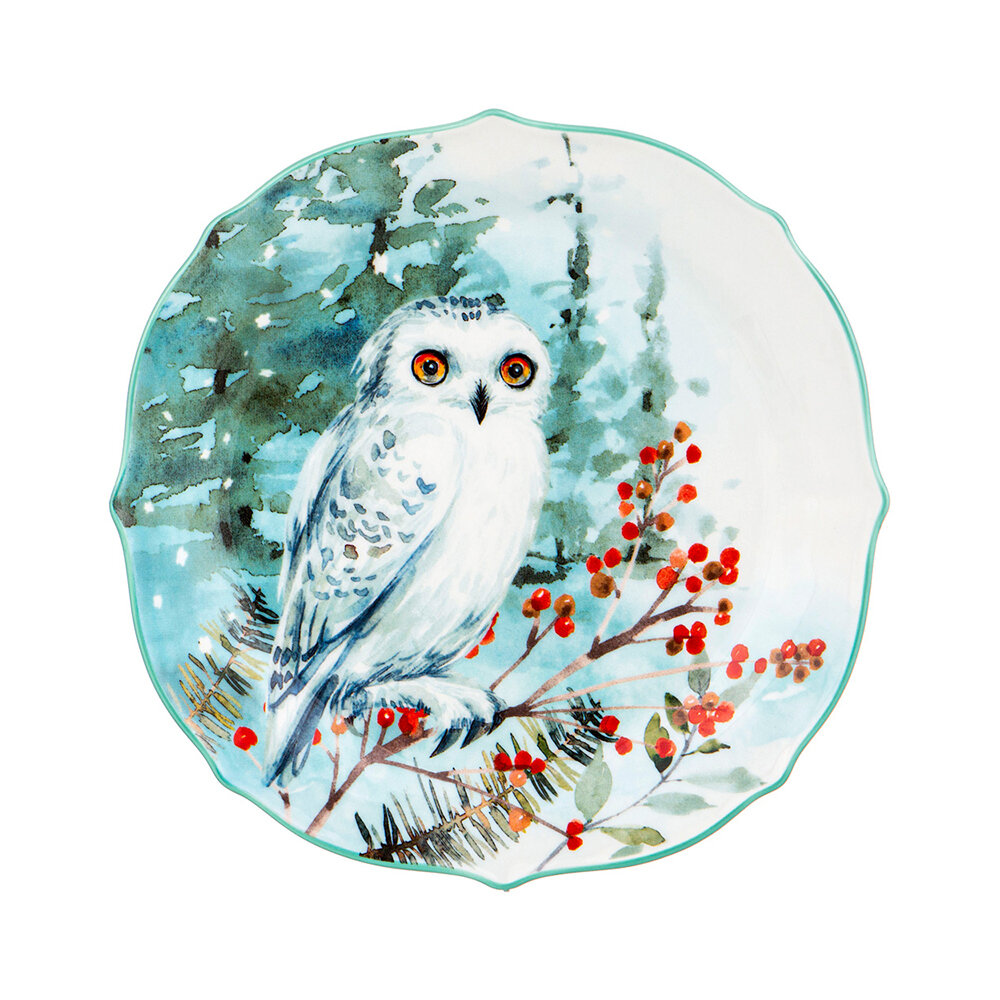 Lefard Лесная сказка фарфоровая тарелка закусочная 20.5 см с совой 409-160-QO35 коллекционная