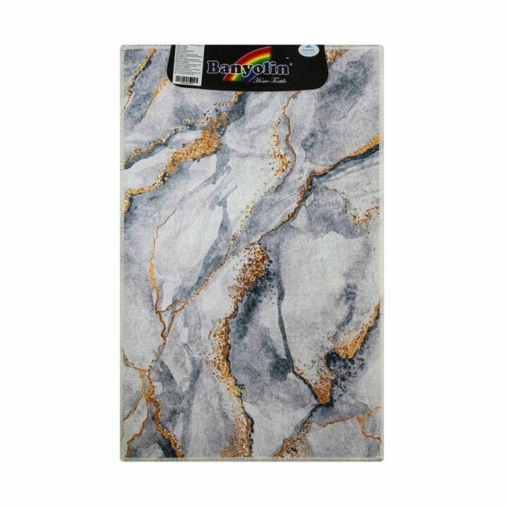 Коврик санакс дизайнерский серый мрамор одинарный 550 х 900 мм, / велюр / код: 00836