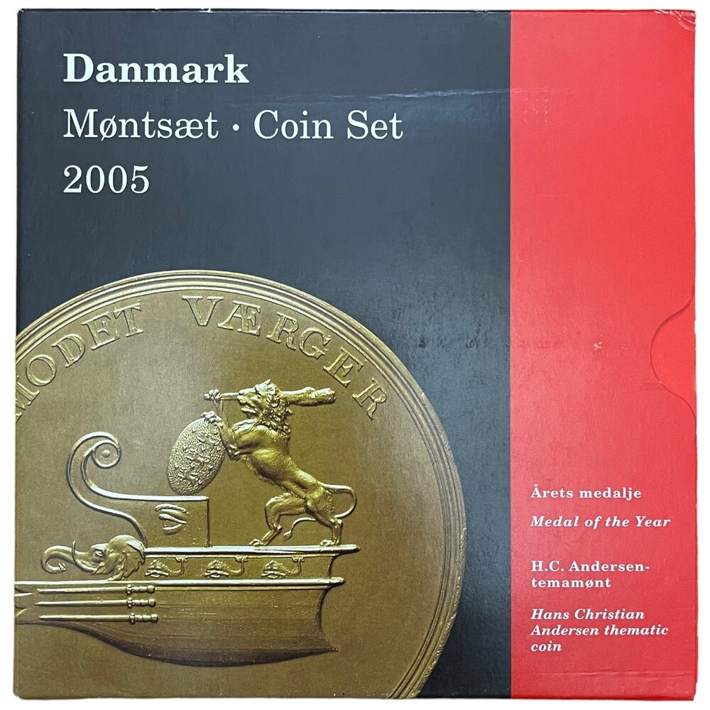 Дания, набор монет регулярного выпуска 25, 50 эре, 1, 2, 5, 10, 20 крон "Danmark coinset" 2005 г.