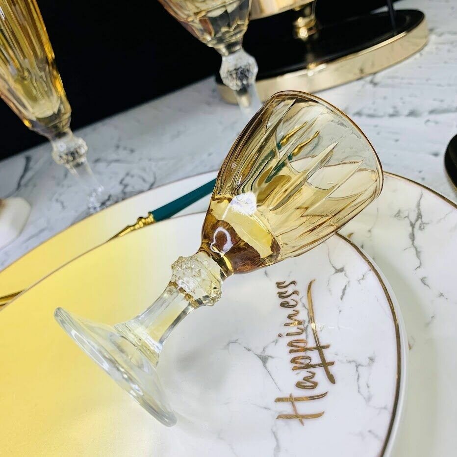 Набор 6 штук Рюмка Lenardi 50мл, стекло, золотой