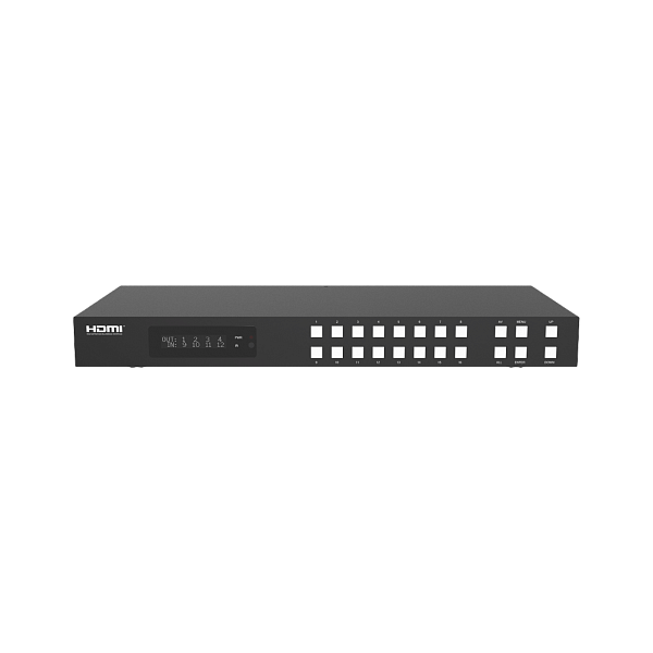 AVCLINK HM-1616 Матричный коммутатор HDMI. Входы: 16 x HDMI. Выходы: 16 x HDMI. Максимальное разрешение: 4K@60Гц. Управление: кнопки, RS-232, ИК, WEB