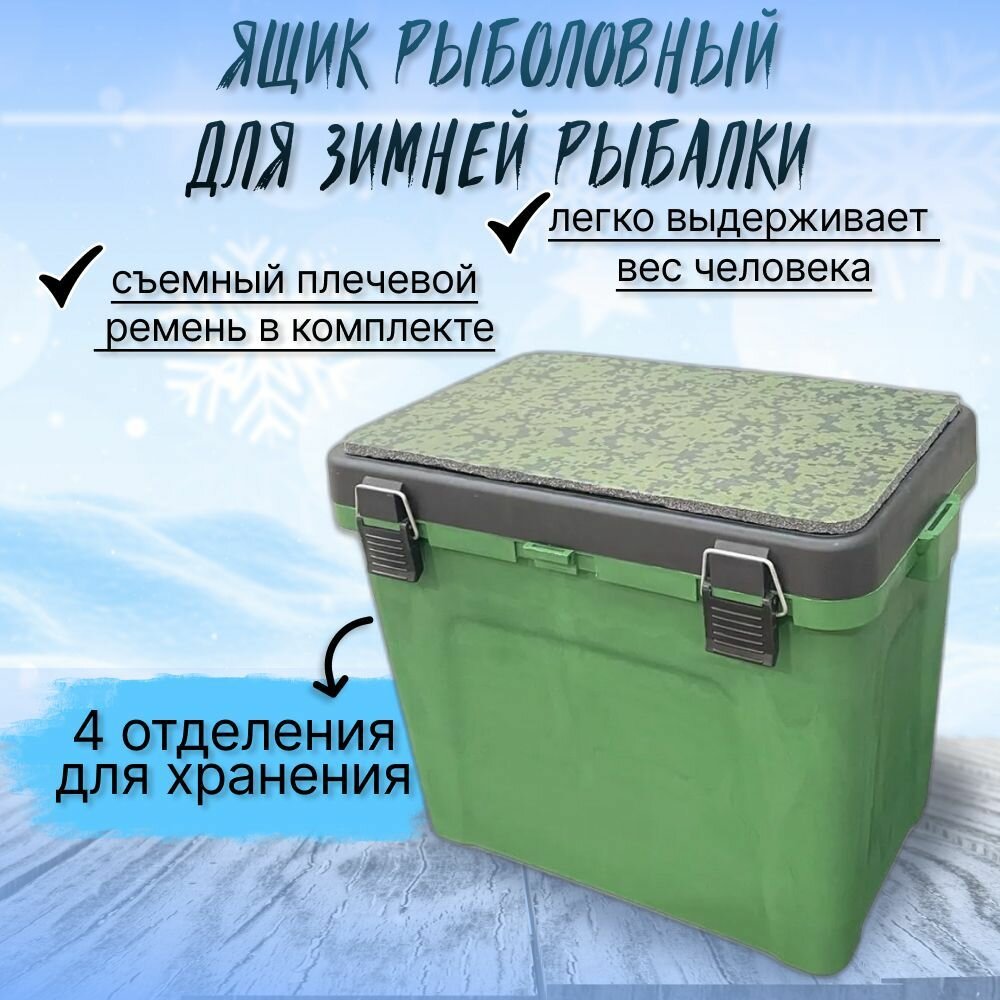 Ящик зимний для рыбалки (4 отделений для хранения) малый (высота 38см, длина 36см, ширина 24см)