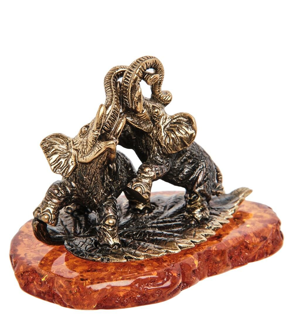 Фигурка Слоны (латунь, янтарь) A2114865 Народные промыслы, бронзовый