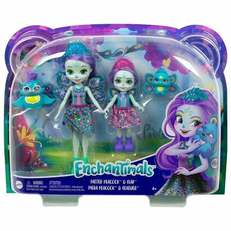 Enchantimals Набор игровой Сестрички с питомцами Пэттер и Пьера Павлина, HCF83