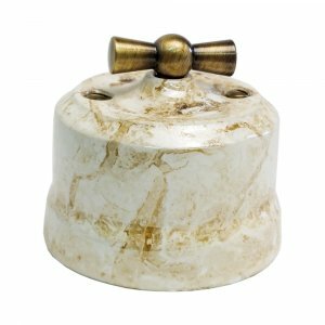 Переключатель поворотный (1-кл) керамический с бронзовой ручкой EDISEL Verona цвет мрамор