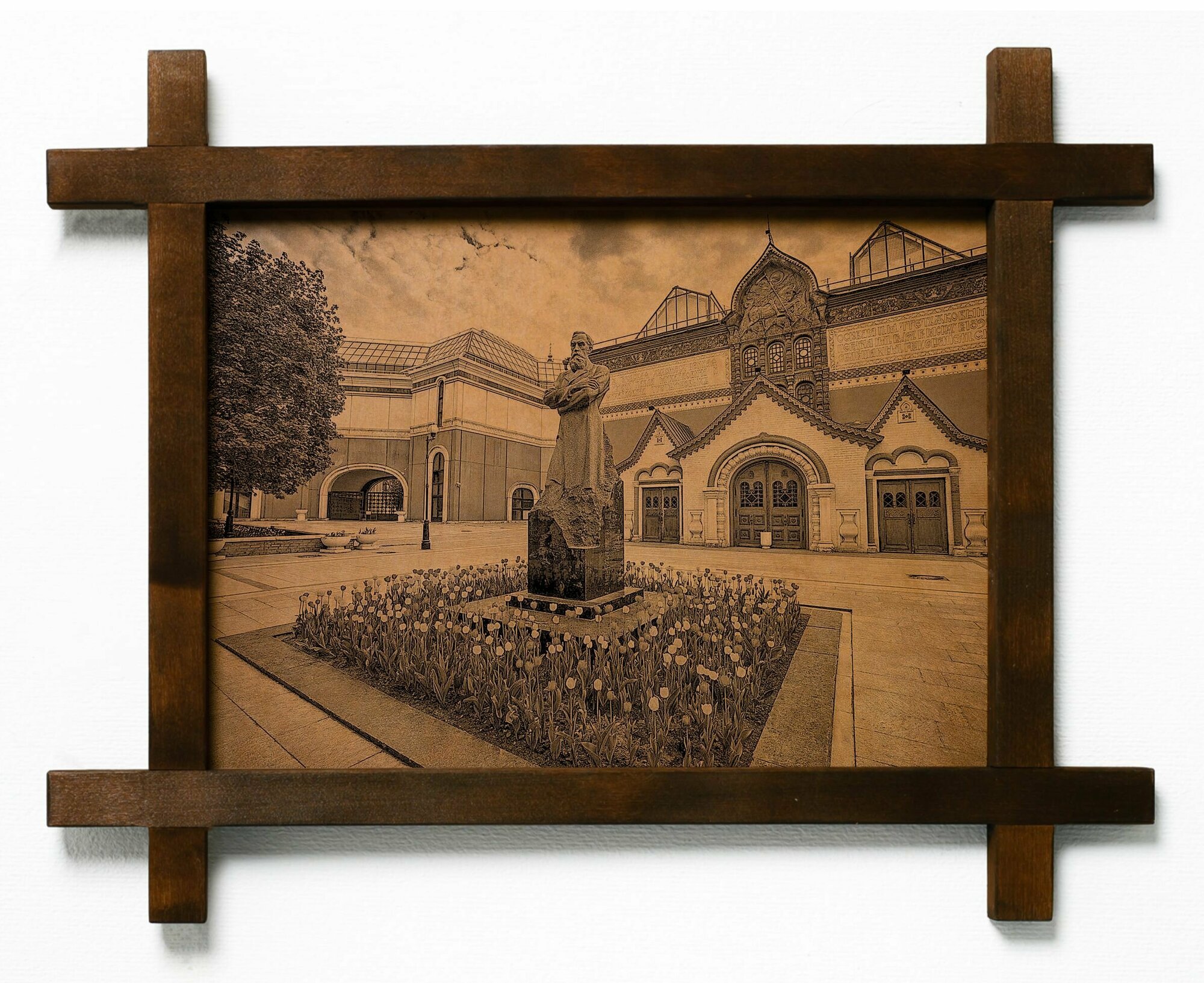 Картина интерьерная, натуральная кожа, "Третьяковская галерея", в деревянной раме, BoomGift