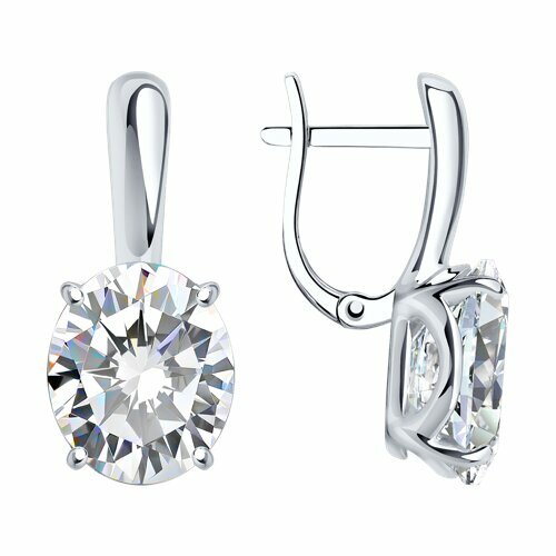 Серьги, серебро, 925 проба, родирование, фианит