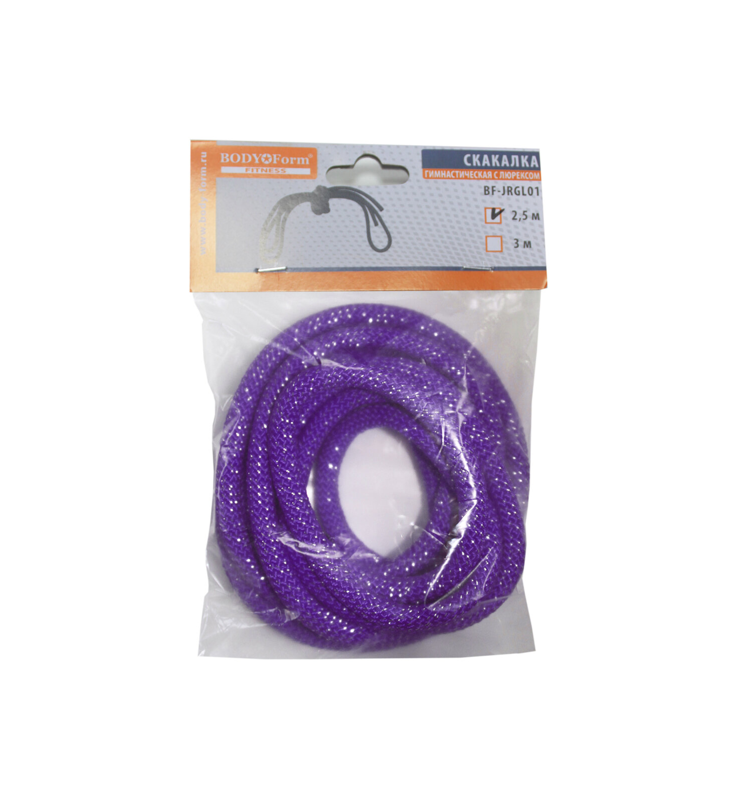 Скакалка гимнастическая с люрексом Bf-sk03 (bf-jrgl01) 2.5м, 150гр. (фиолетовый)