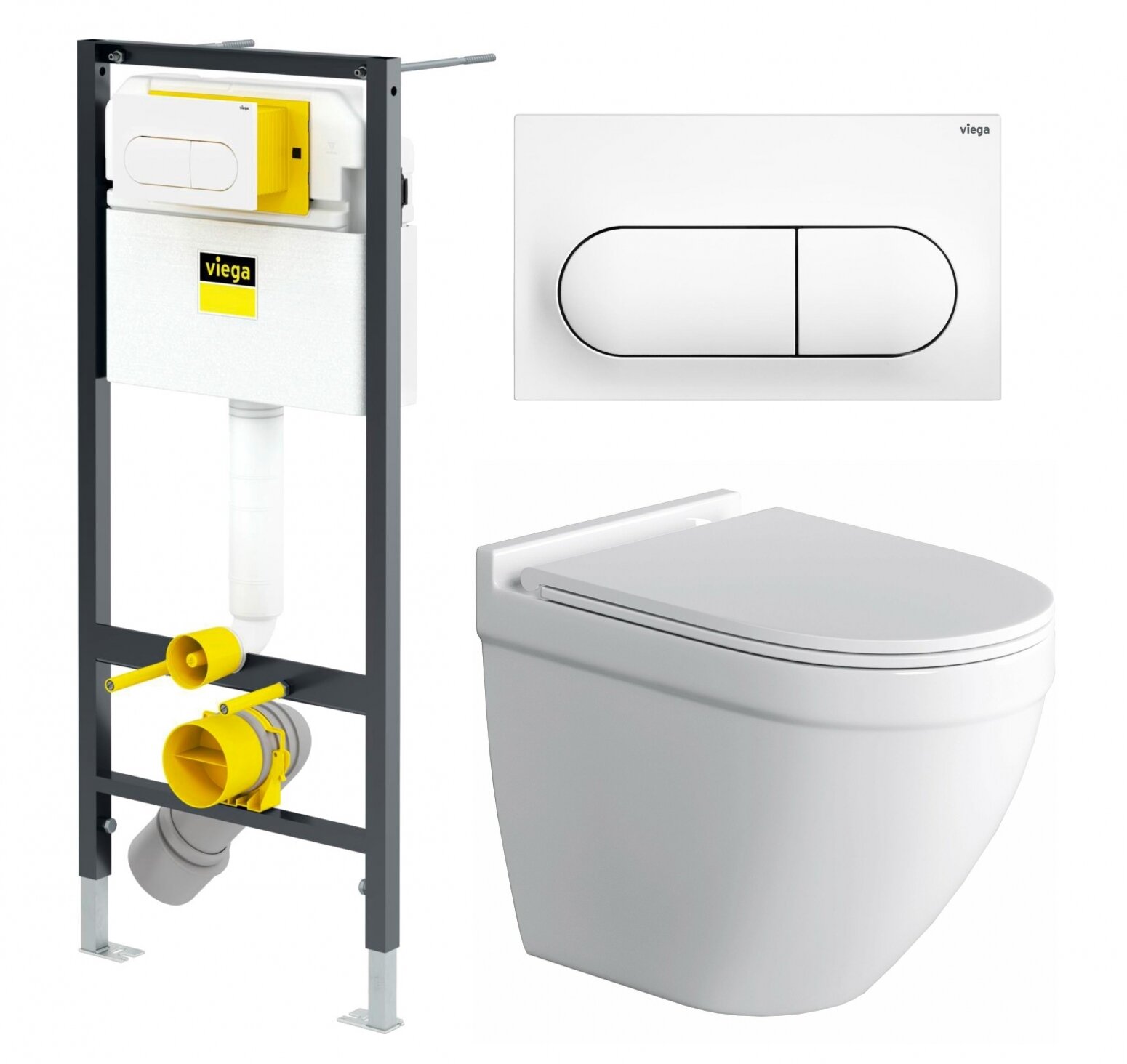 Комплект 3 в 1 инсталляция Viega Prevista 8524.11 + Унитаз подвесной Owl 1975 Cirkel-H + кнопка белая