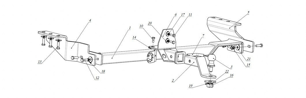 Фаркоп Бизон на Honda Ridgeline FA 0973-E (с 2005 по 2014 г. в.) (паспорт и сертификат в комплекте)(без электрики)