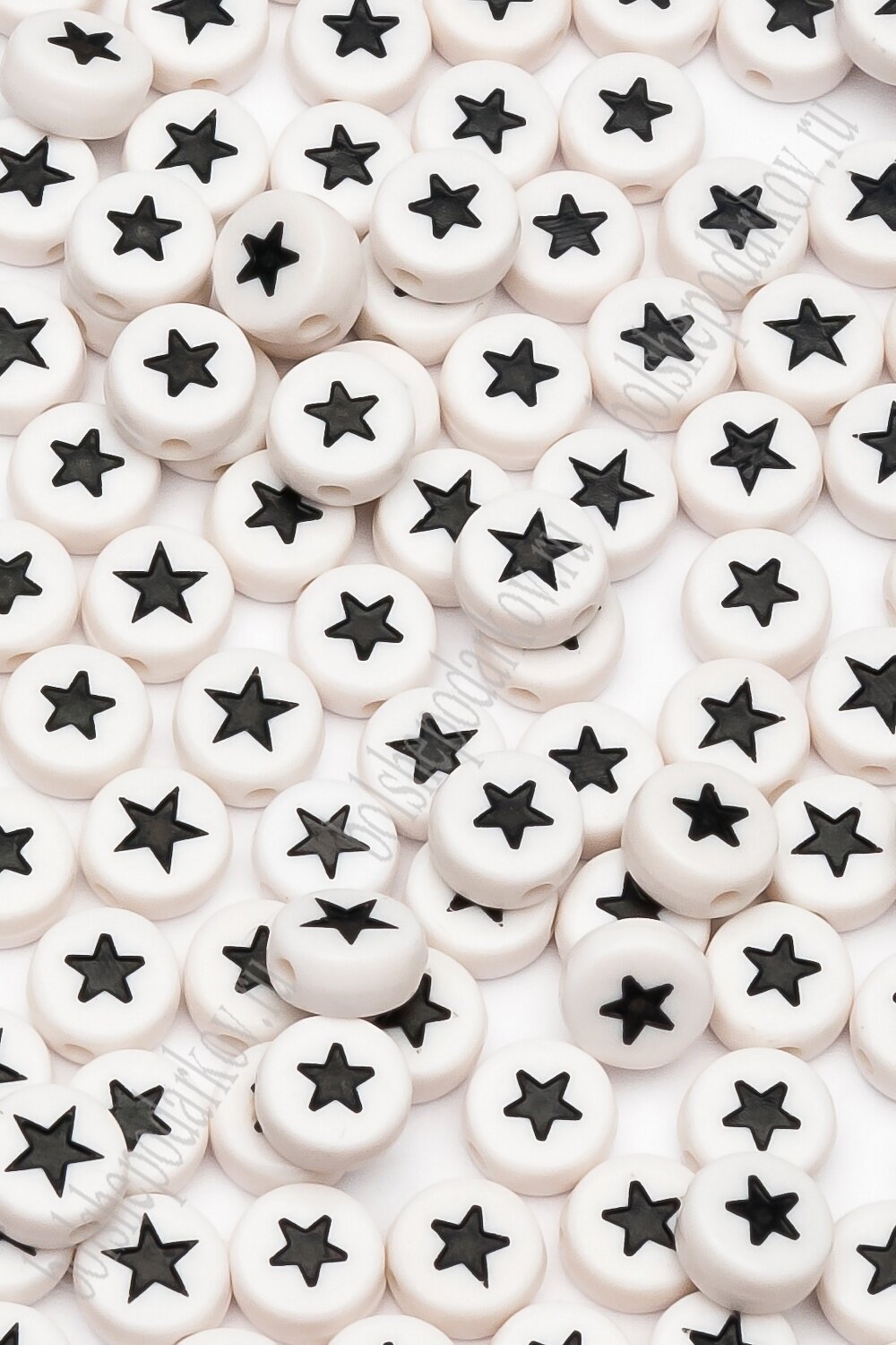 Бусины круглые "Звёздочки" 7 мм (50 гр), белый/черный