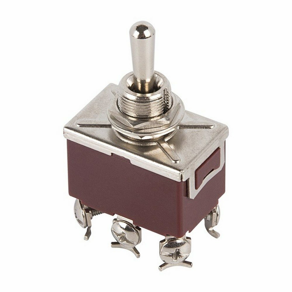 Тумблер rexant 12v, 6a, двухполюсный, on -off- on (без фиксации) 36-4172