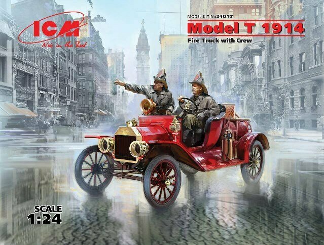 24017 ICM Автомобиль Model T 1914 Fire Truck с экипажем 1/24
