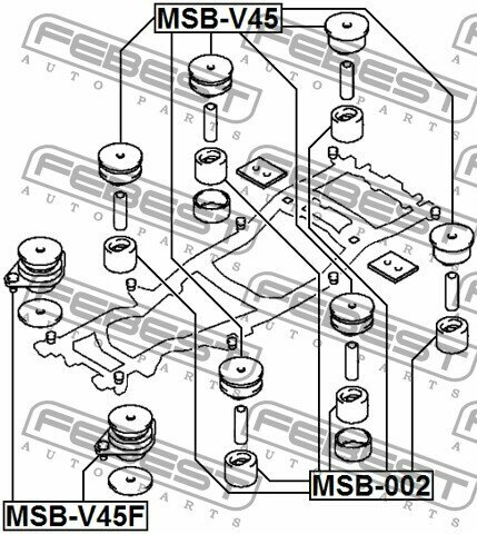 Подушка подрамника MITSUBISHI PAJERO V14W-V55W 91, MSBV45 FEBEST MSB-V45