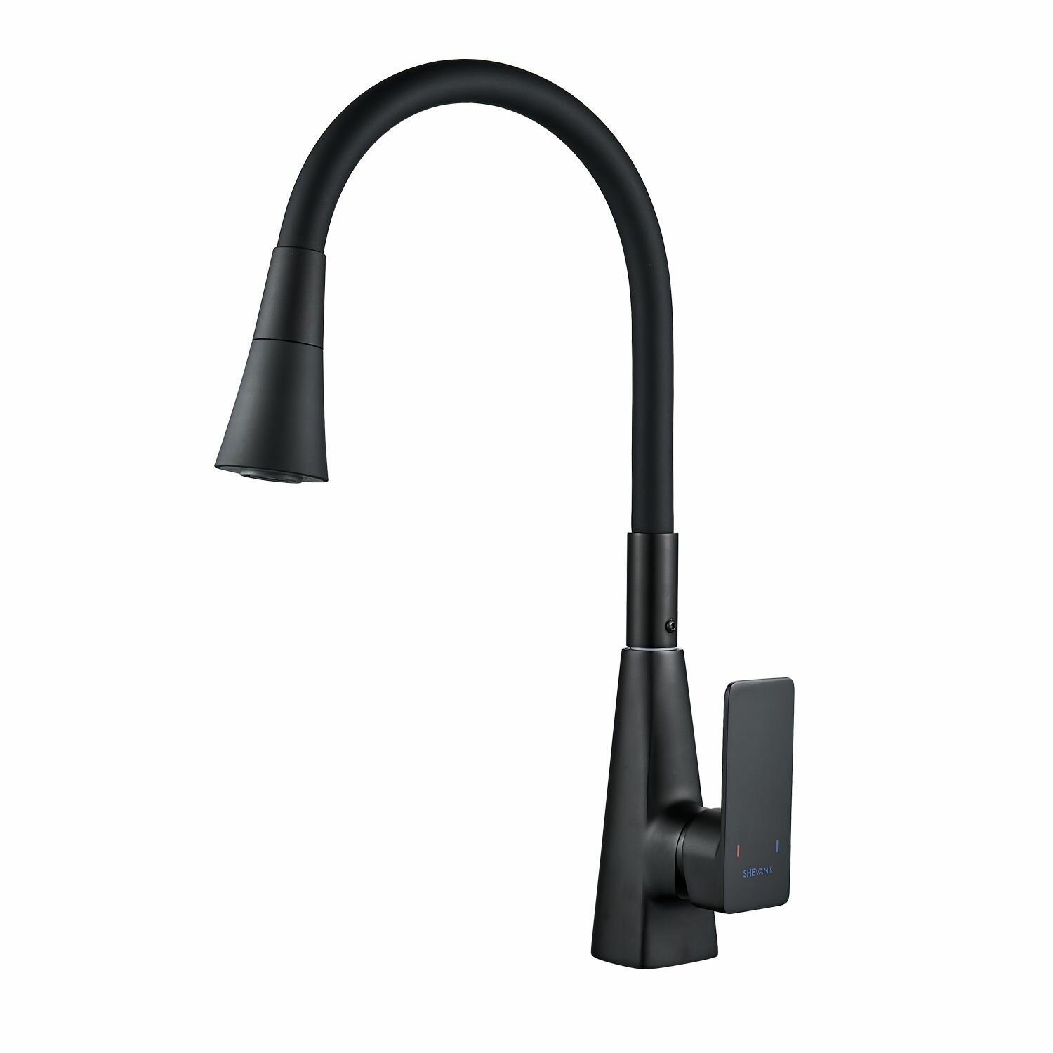 Смеситель для кухни с гибким силиконовым, поворотным изливом и двухрежимной лейкой Shevanik
