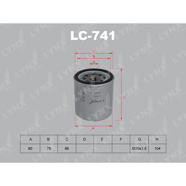 LYNXAUTO lc-741 (024914300 / 025914300 / 077823802) фильтр масляный isuzu trooper 2.8td 91