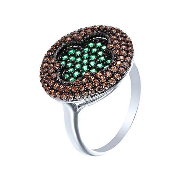 Кольцо, серебро, 925 проба, фианит
