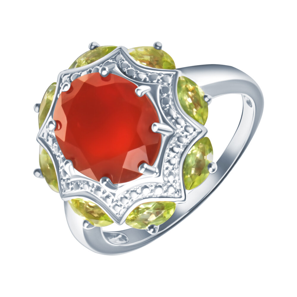 Кольцо, серебро, 925 проба, перидот