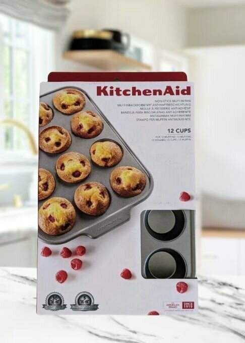 Набор для выпечки маффинов и кексов на 12 шт. KitchenAid, алюминизированная сталь, 41 см х 28 см