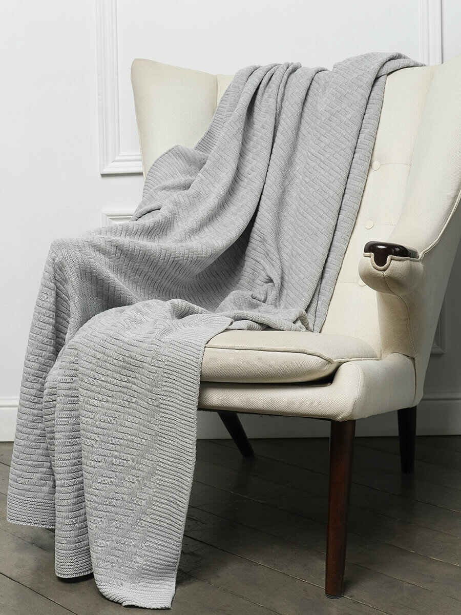 Плед вязаный VITACCI HOME MTP02-07, акриловый, 1.5 спальный, серый