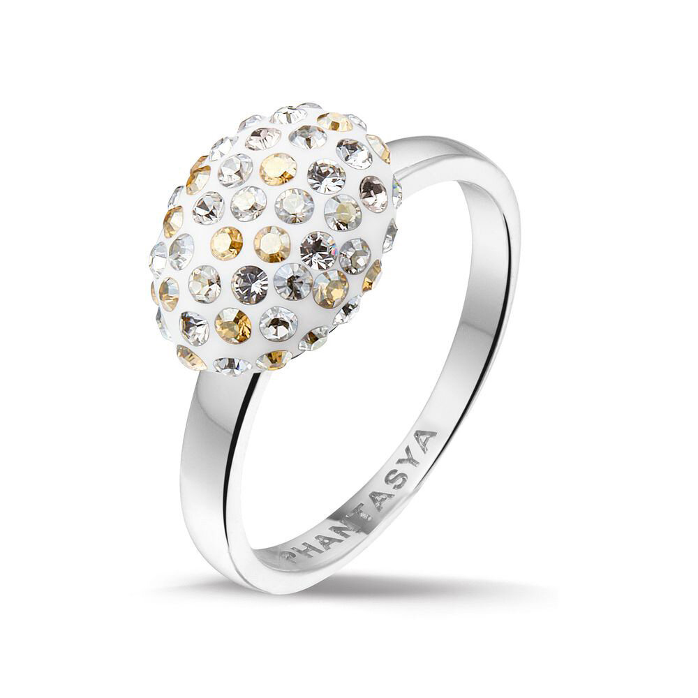 Перстень, серебро, 925 проба, родирование, кристаллы Swarovski