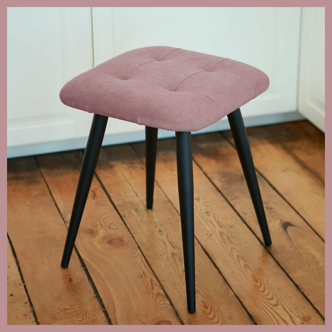 Табурет для кухни ALDERSON мягкий велюр розовый лофт для дома, 1 шт