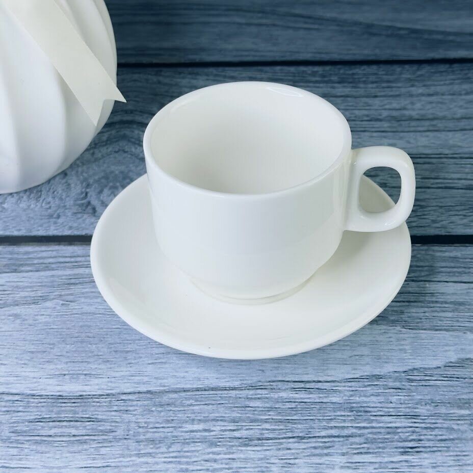 Чашка с блюдцем Ленарди Bianco 240мл, фарфор