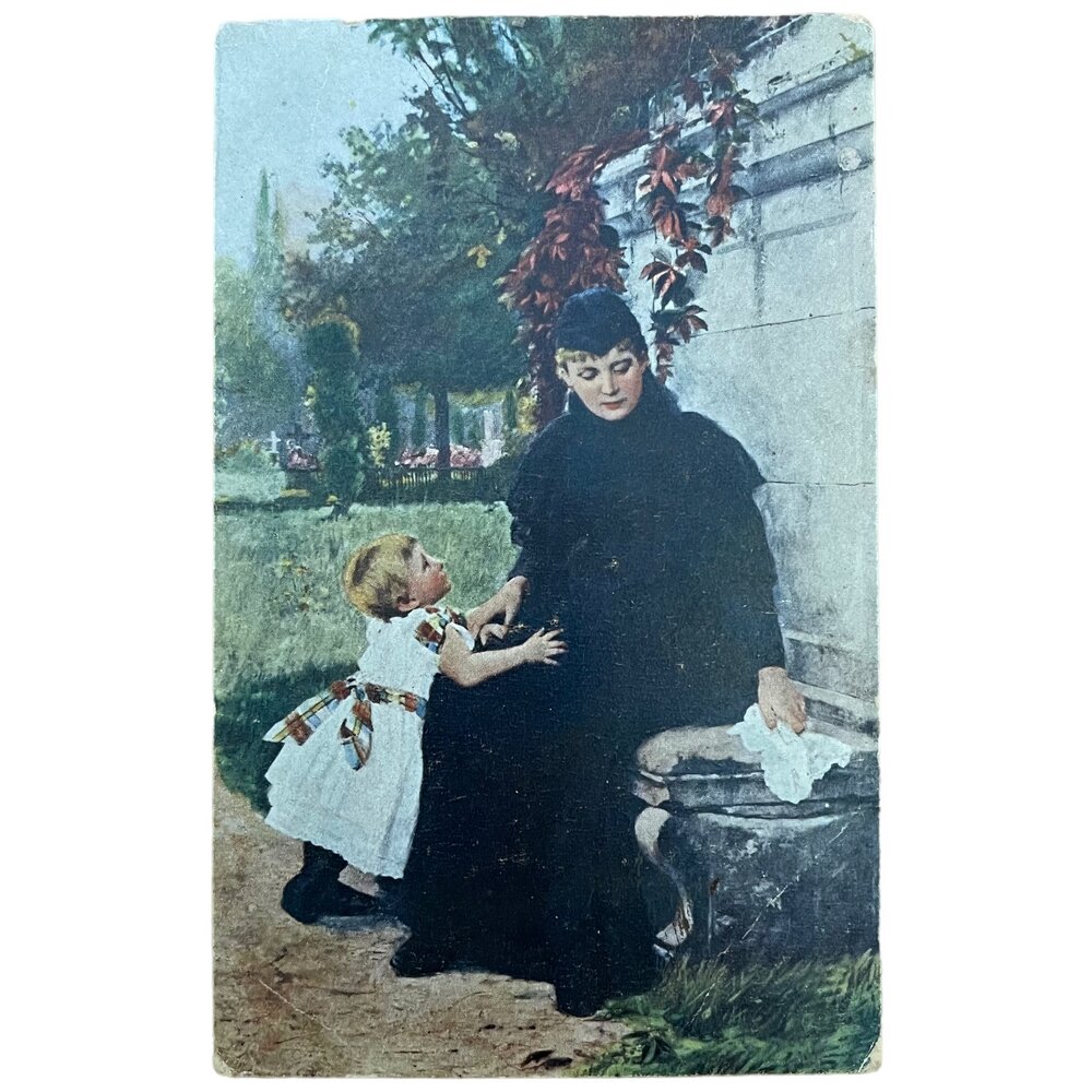Почтовая открытка "Мама, почему ты плачешь?" 1900-1917 гг. Чехия