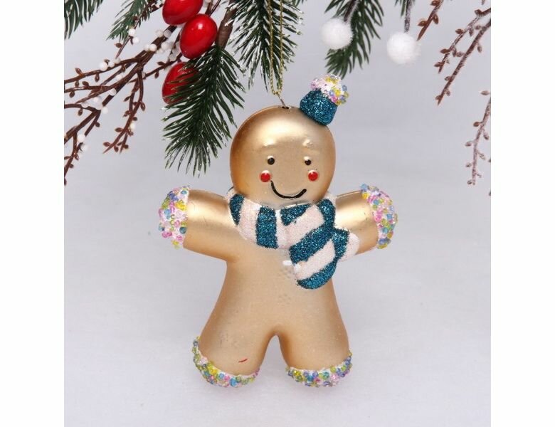 Елочная игрушка имбирный человечек, пластик, 12 см, подвеска, Serpantin