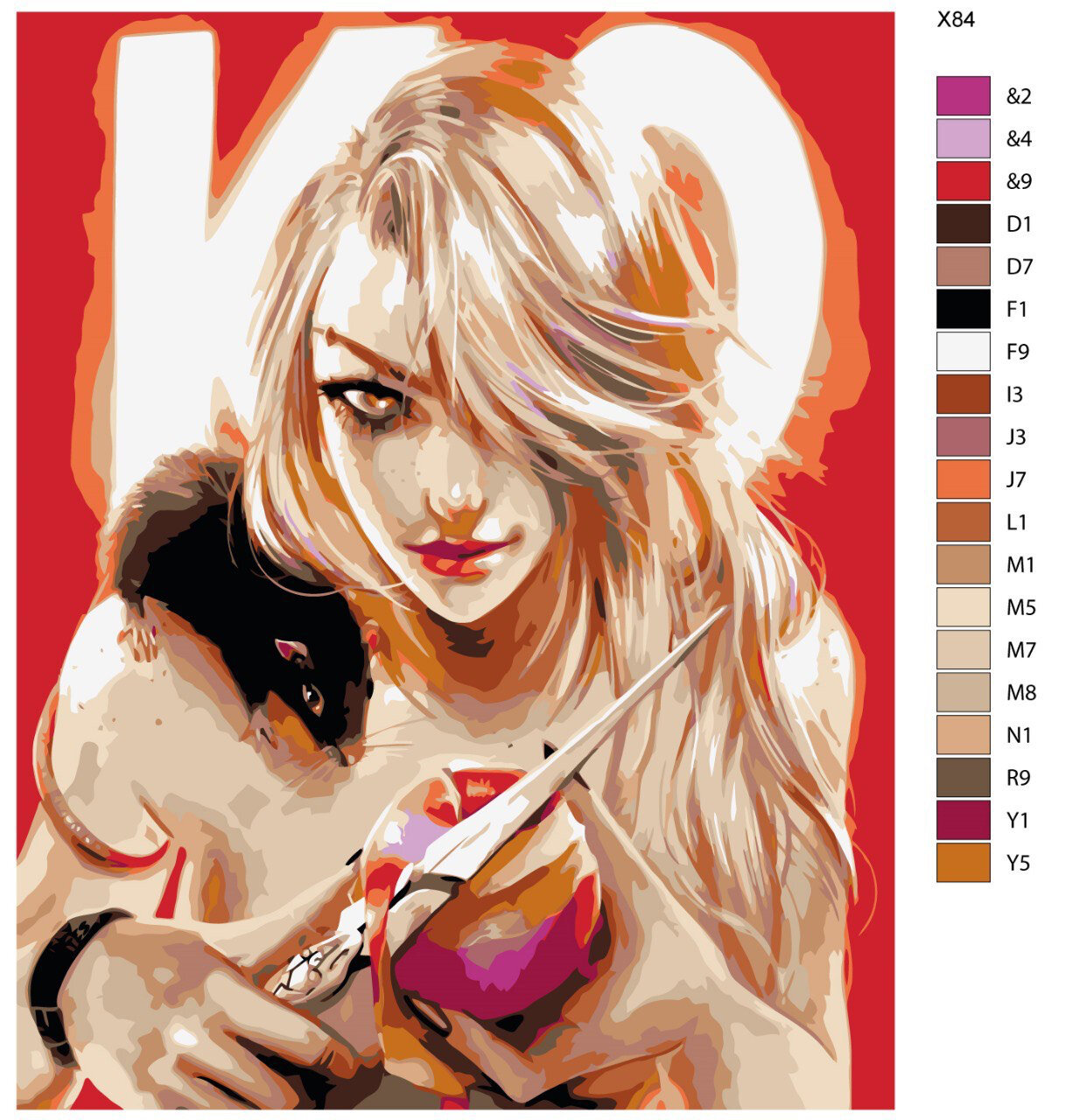 Картина по номерам X-84 "Девушка и крыса" 60x80