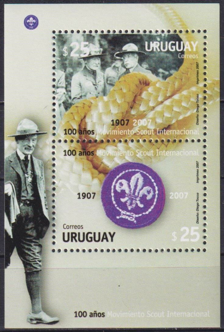 Почтовые марки Уругвай 2007г. "100 лет скаутингу" Пионеры MNH