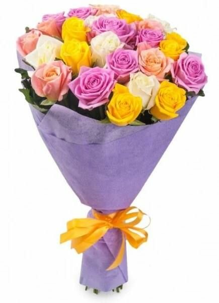 Букет Well Flowers, 21 роза, круглый, S размер, пленка свежий букет цветов