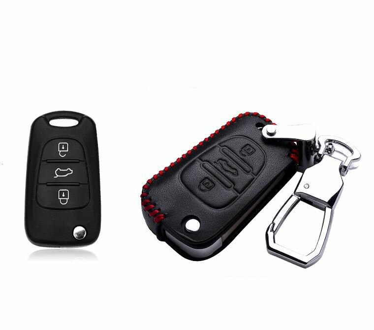 Кожаный чехол для выкидного ключа Киа Рио 3- Kia Rio 3 2011-2017