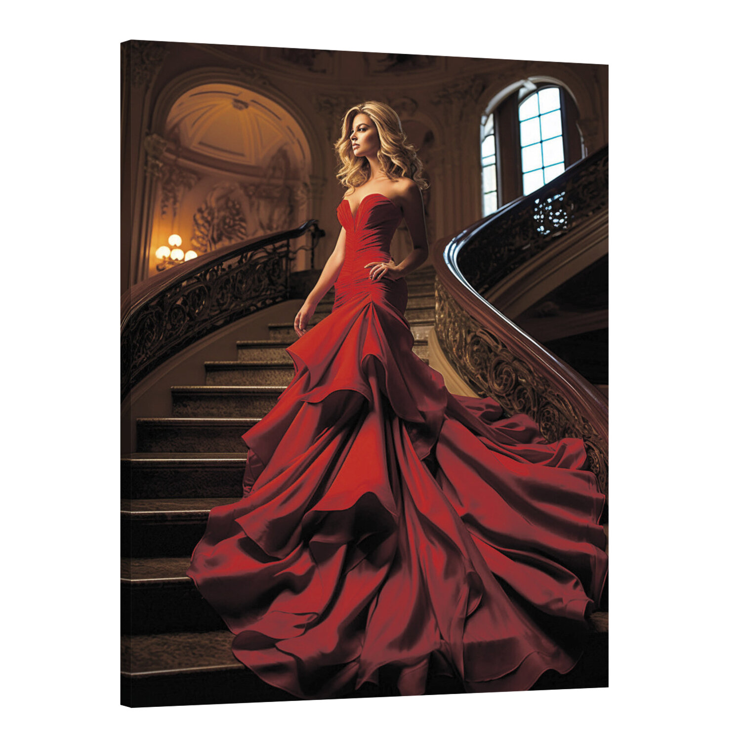 Интерьерная картина 50х70 "Девушка в красном"
