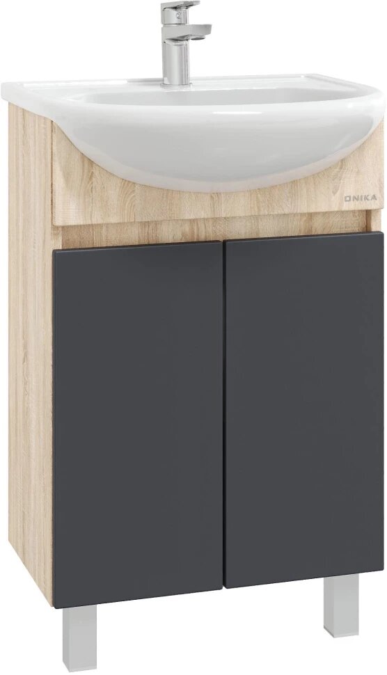 Тумба с раковиной дуб сонома/серый матовый 55,5 см Onika Милтон 105560 + 4620008192765