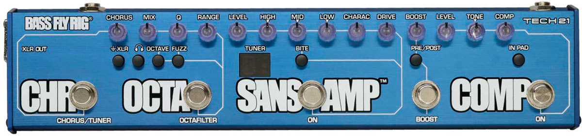 FR-BASS-v2 аналоговый процессор эффектов для бас-гитары: трехдиапазонный активный эквалайзер; усиление и Овердрайв; искажения; Fuzz в Octafilter, Tech 21