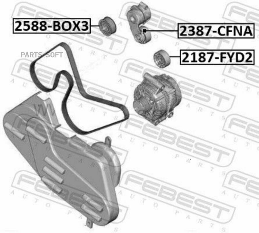 2588BOX3 FEBEST Ролик ремня приводного FORD TRANSIT/PEUGEOT BOXER/CITROEN JUMPER 2.2D