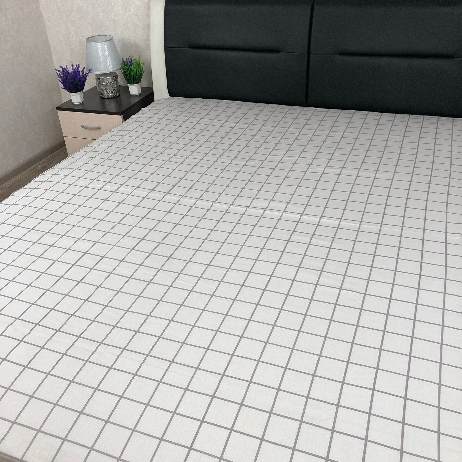 Простыня Ивановская бязь Таттерсол вид 8/1 светло-серый 180х220