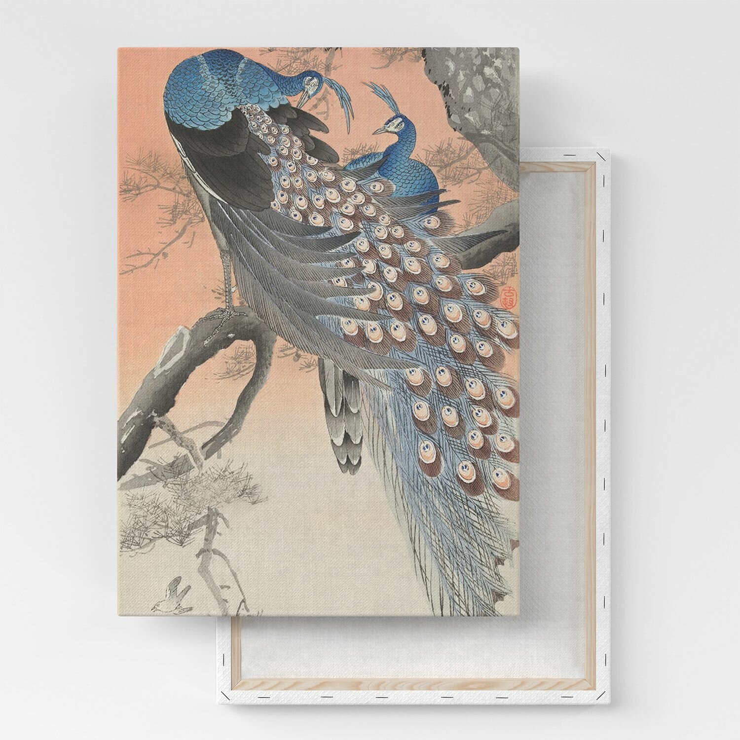 Картина на холсте, репродукция / Косон Охара - Two peacocks on tree branch / Размер 60 x 80 см