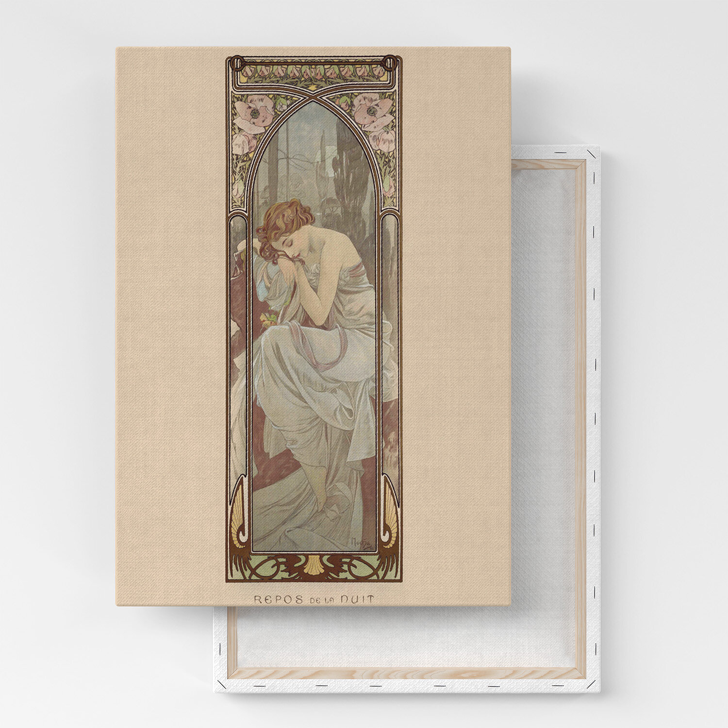 Картина на холсте, репродукция / Альфонс Муха - Моменты дня. Ночной отдых / Размер 30 x 40 см
