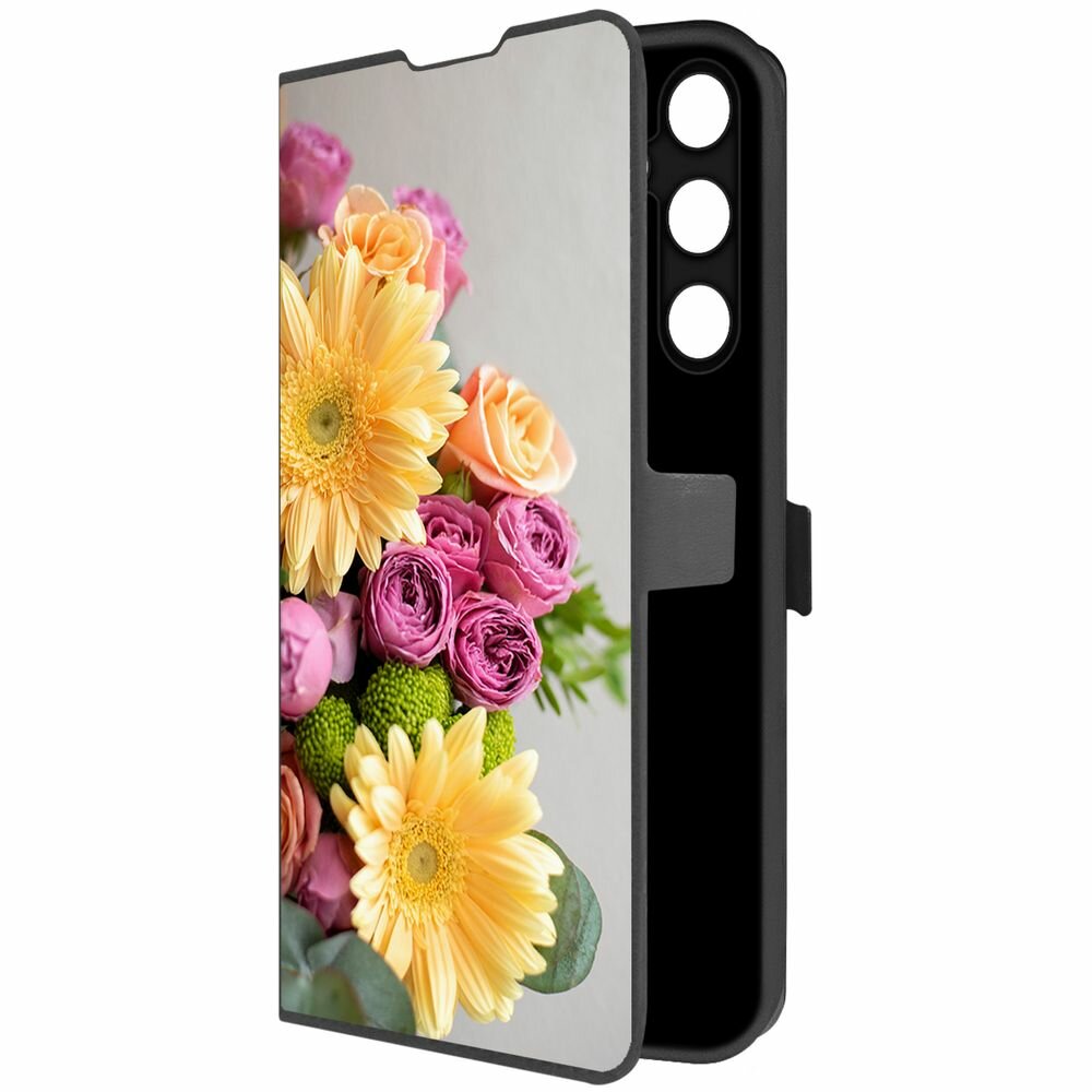 Чехол-книжка Krutoff Eco Book для Samsung Galaxy A55 5G (A556) Букет (черный)