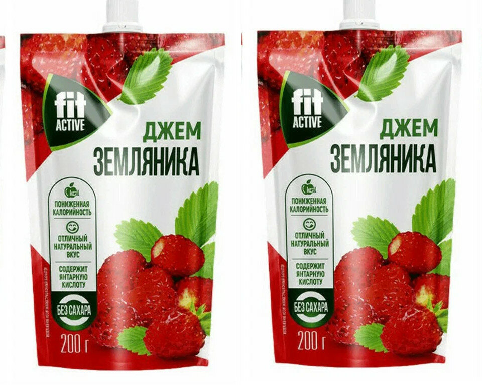 Джем FitActive Земляника 200 гр, 2 шт.
