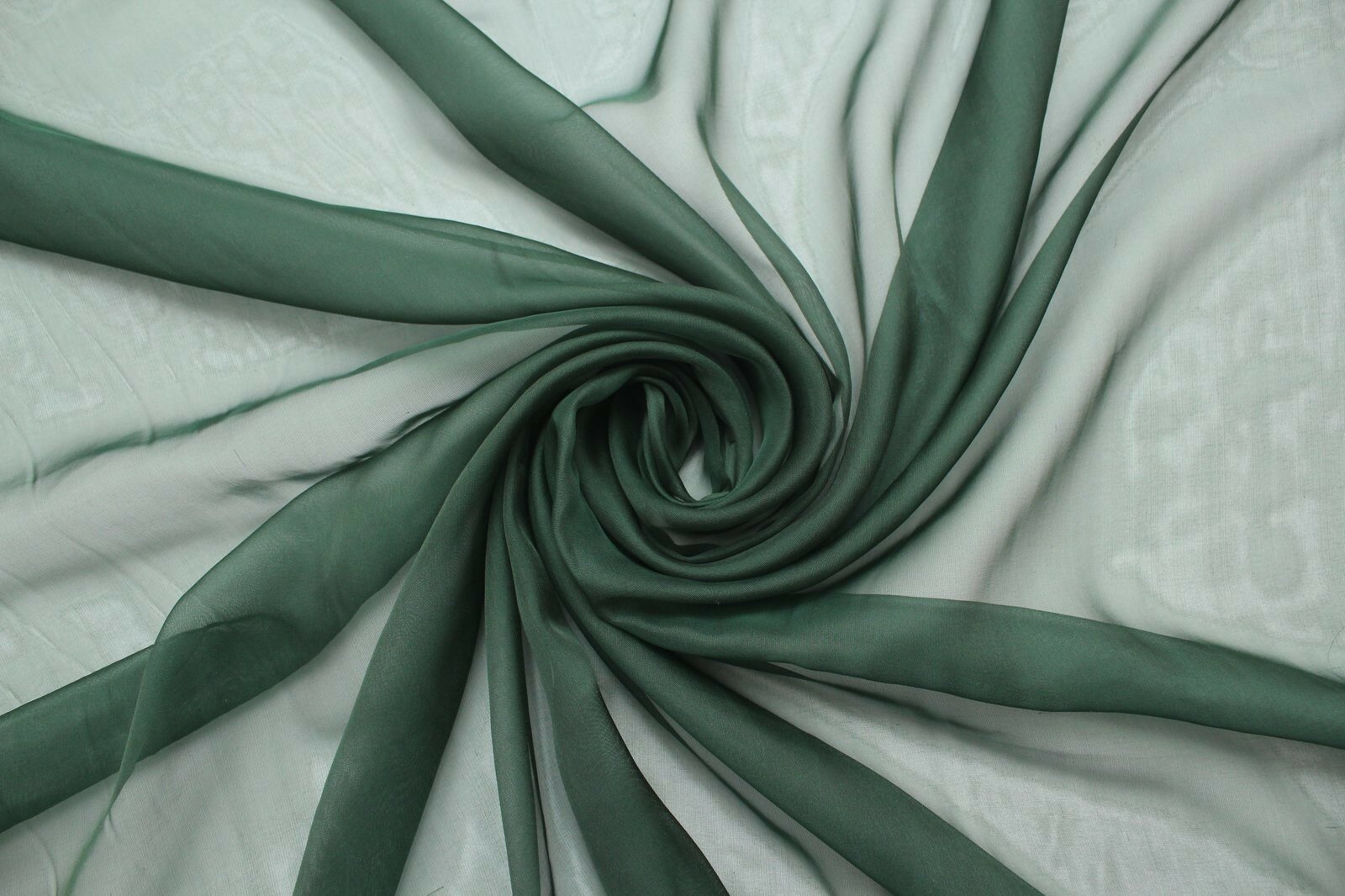 Ткань Шёлк-шифон тёмно-зелёный, ш138см, 0,5 м