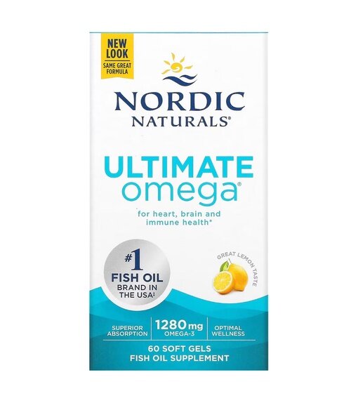 Nordic Naturals Ultimate Omega Омега 3 со вкусом лимона 1280 мг 60 капсул