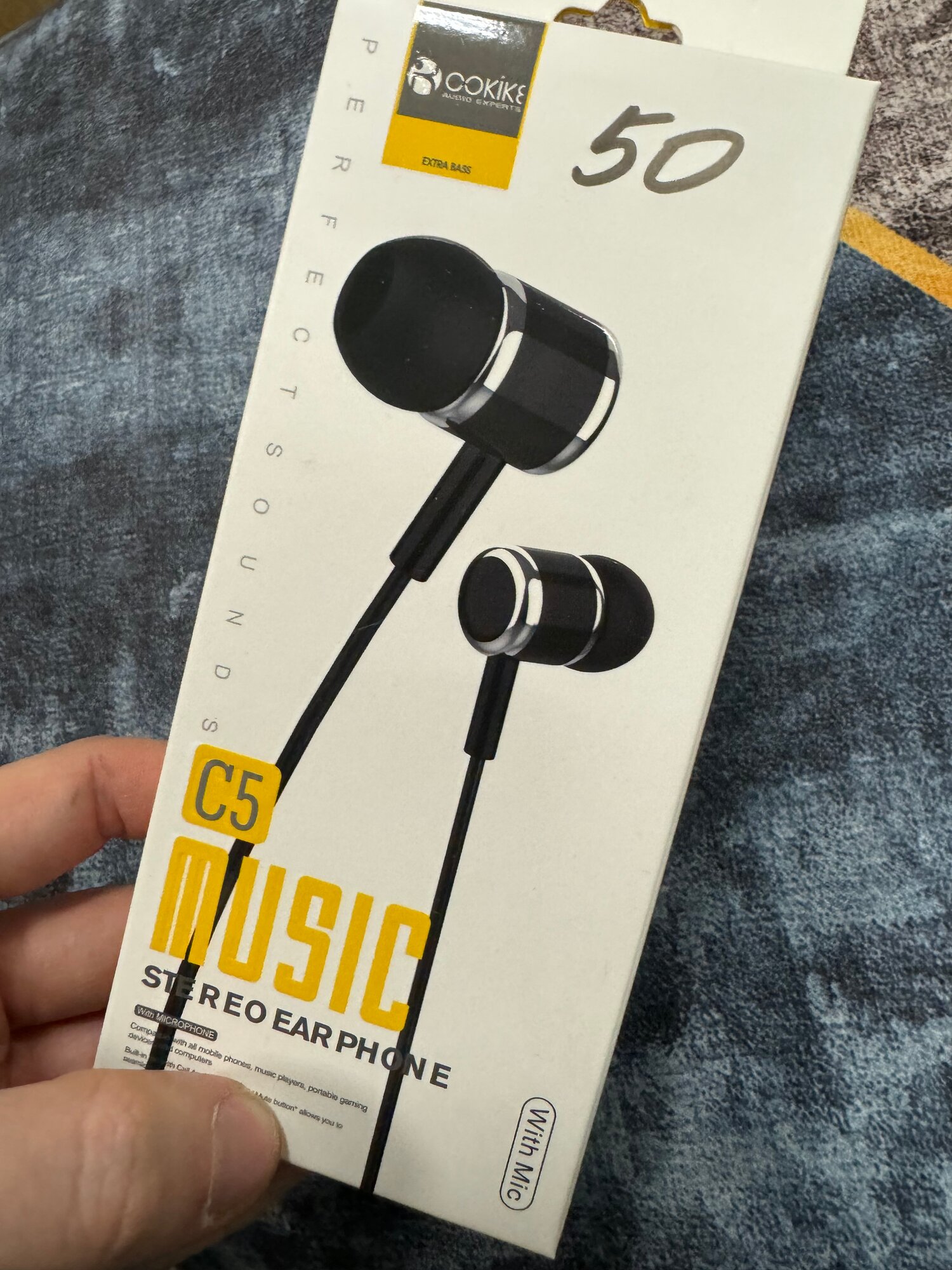 Проводные наушники капельки с микрофоном Cokike C5 (95 Дцб / 130см / 16 Ом) разъем 3.5мм для старых телефонов, магнитолы, радио, MP3-плеера, VR-очк.