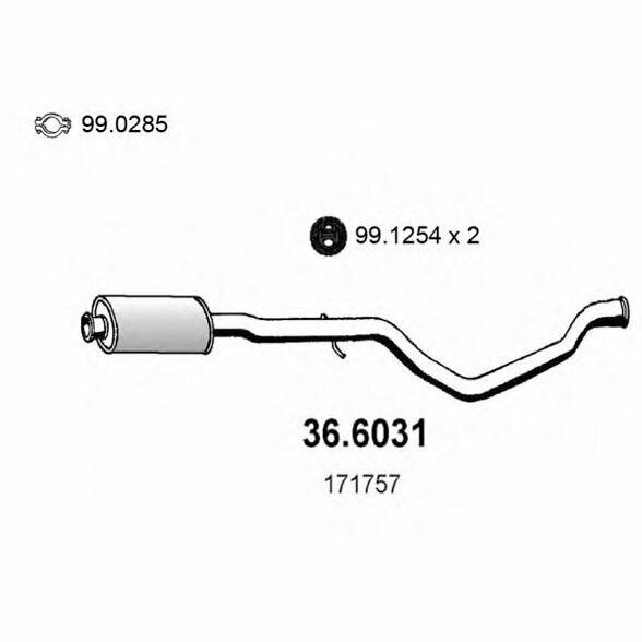 Средний глушитель выхлопных газов, ASSO 36.6031 (1 шт.)