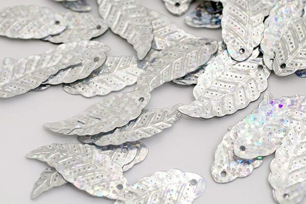 Пайетки россыпью (пайетки для рукоделия и творчества) лист 12х32мм цв. серебряный упак.50 гр