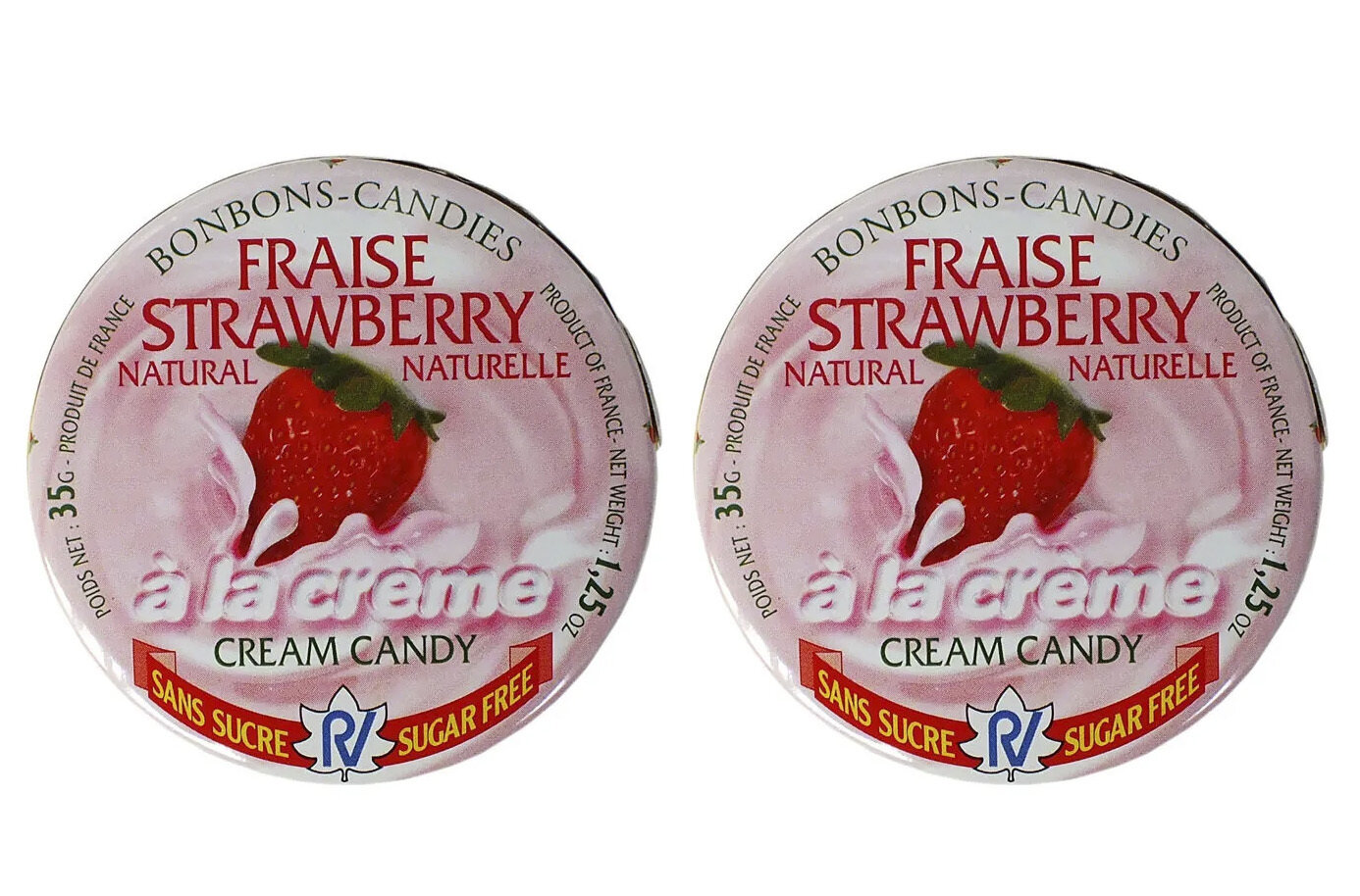 Леденцы без сахара RENDEZ VOUS со вкусом клубники со сливками 35г х 2шт, Франция SUGAR FREE