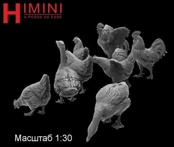 "Домашние птицы". Масштаб 1:30 фигурки для моделирования